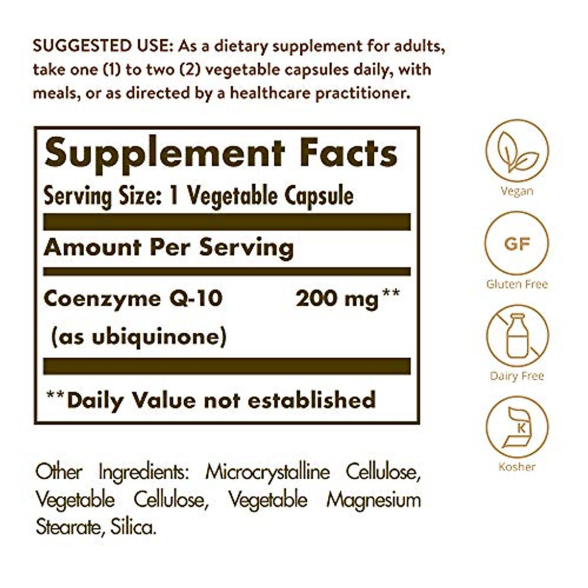 Solgar Vegetarian CoQ-10 200 mg, 60 Vegetable Capsules - Heart Healthy, Protective Antioxidant - Coenzyme Q10 (CoQ-10) Supplement - Vegan, Gluten Free, Dairy Free, Kosher - 60 Servings