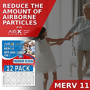 14x20x1 Air Filter MERV 11 Rating, 12 Pack of Furnace Filters Comparable to MPR 1000, MPR 1200 & FPR 7 - Made in USA by AIRX FILTERS WICKED CLEAN AIR.