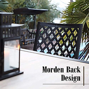 PHI VILLA Outdoor Patio Dining Set 5 Pieces Metal Furniture Set, 4 x Swivel Chairs with 1 Rectangular Umbrella Table for Ourdoor Backyard Bistro with Cushion