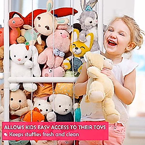 Ibnotuiy Stuffed Animal Zoo Storage Stuffed Animal Holder PVC Plush Storage Organizer Shelf with Elastic Band for Birthday Gift for Nursery Play Room Bedroom