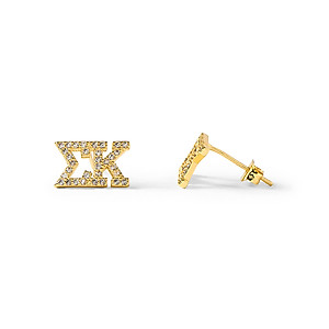 Sorority Shop Sigma Kappa Earrings — SK 18K Gold Plated Sorority Gifts Earrings, Long-Lasting Sigma Kappa Gifts for Women