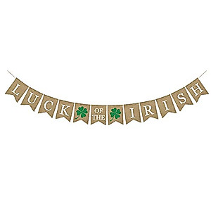 1/2Pcs St Patrick's Day Decorations Shamrock Burlap Banner,Burlap Banner for Mantel Fireplace Spring Holiday Accessory Wall Pennant Bunting Home Indoor Outdoor Scene Party Green Decor (C)