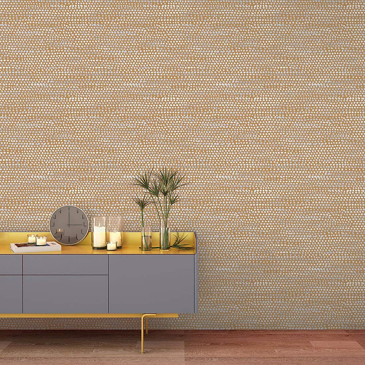 Tempaper Toasted Turmeric Moire Dots Removable Peel and Stick Wallpaper, 20.5 in X 16.5 ft, Made in the USA