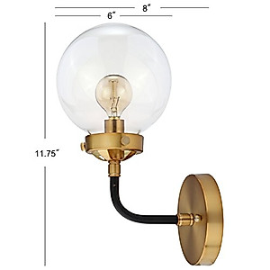 JONATHAN Y JYL9009A Caleb 1-Light 6" Brass Wall Sconce Contemporary Reversible for Bedroom Livingroom Bathroom Hallway, Brass Gold/Black