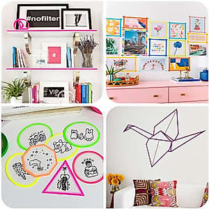 HTVRONT UV Blacklight Reactive Neon Tape, 6 Colors Neon Gaffer Tape, Fluorescent UV Black Light Glow in The Dark Tape for UV Party 0.6inch x 16.5ft x 6 Rolls