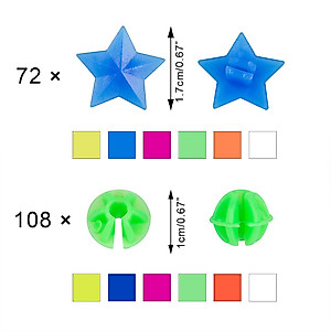 YuCool Bike Wheel spokes-180Pcs Colorful Star Bicycle Spokes,Bike Decorations Wheel Spokes Bead,Bike Accessoriess for Kids