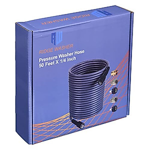 RIDGE WASHER Pressure Washer Hose 50 FT, 1/4 Inch Pressure Washer Hose for Most Brands, with M22 14mm Fitting, 3600 PSI