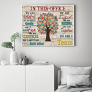 Inspirational Wall Art For Office Motivational Poster Wall Decor Signs Quotes In This Office We Are A Team Canvas Poster for Office Decor for Women Inspirational Wall Decor 24x16 Inch UNFRAMED