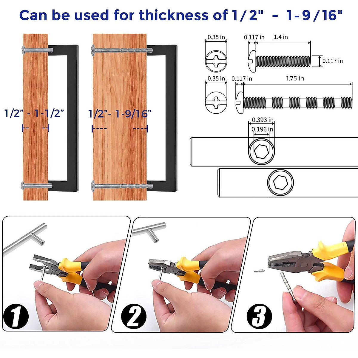 Ravinte 30 Pack 6-1/4 Inch Kitchen Square Cabinet Handles Matte Black Stainless Steel Drawer Pulls Hardware