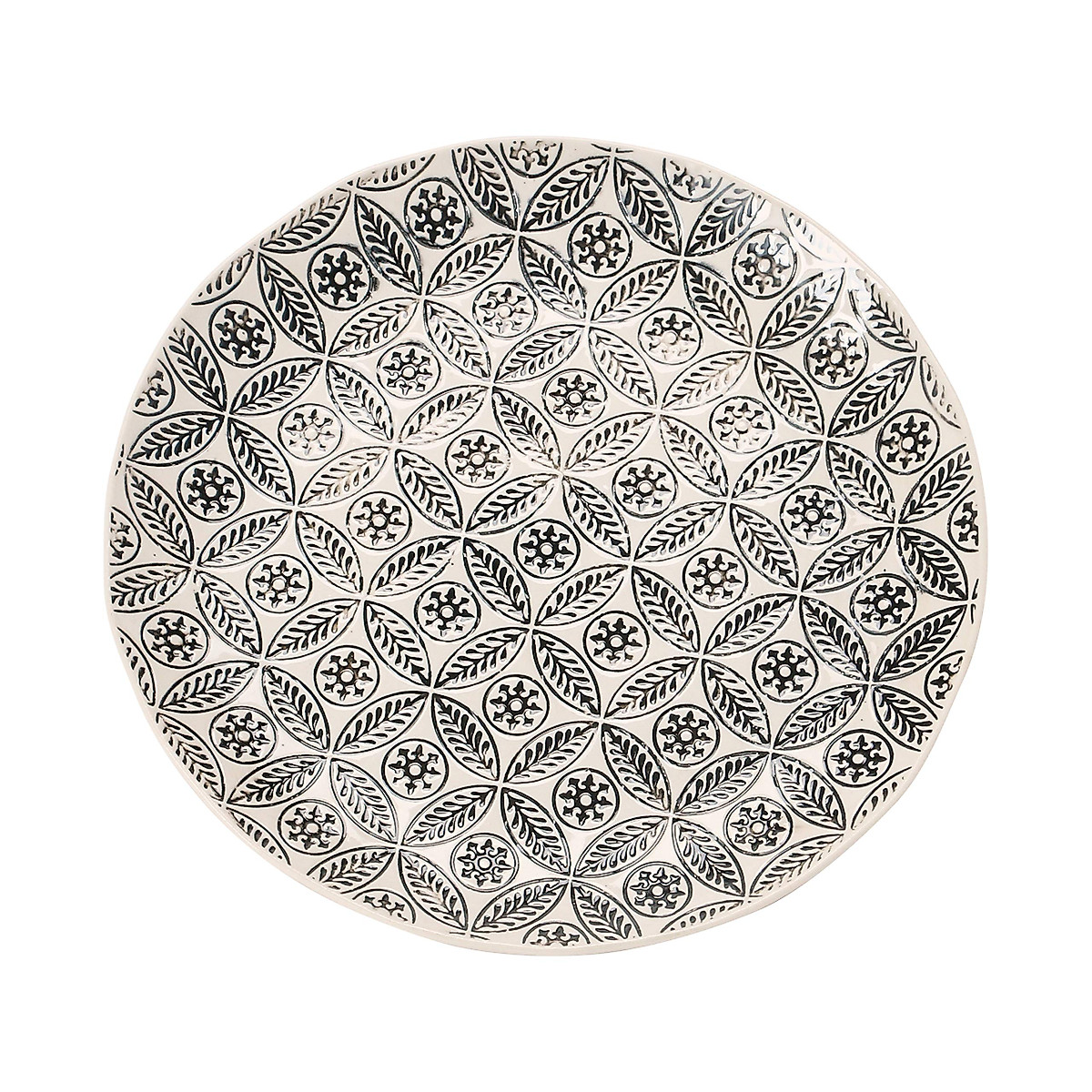 Creative Co-Op Set of 4, 7.75" Round Stoneware Plate Dinnerware, Multi