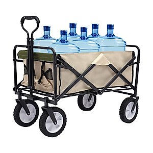 Folding Wagon Cart, Large Capacity Collapsible Utility Camping Cart, Collapsible Folding Outdoor Utility Wagon