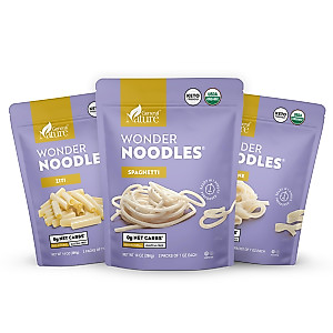 Wonder Noodles Variety Pack - Carb-Free, Keto, Gluten-Free, Kosher, Vegan, Low-Calorie -Organic Konjac Pasta - Spaghetti, Fettuccine, Ziti (14oz Each) Ready to eat in one minute