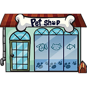 5x3ft Cartoon Pet Shop Backdrop Pet Shop Storefront Backdrops for Girl Boy 1st Birthday Party Photography Background School Play Background Pets Photo Booth Props