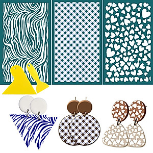 Reusable Silk Screen Polymer Clay Kit Flower Leaves Love Heart Christmas Bells Snowlake Decoration Silk Screen Stencils Polymer Clay Tools Printing on Clay & Other Jewelry Clay Earrings Decoration