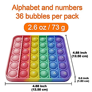 Alphabet Pop Fidget Toy Letters ABC Numbers Learning and Educational Toys Square Sensory Toys Popper Games Stress Relief Gifts for Kids Macaron 2 Packs Single Side(Uppercase and Lowercase Letters)