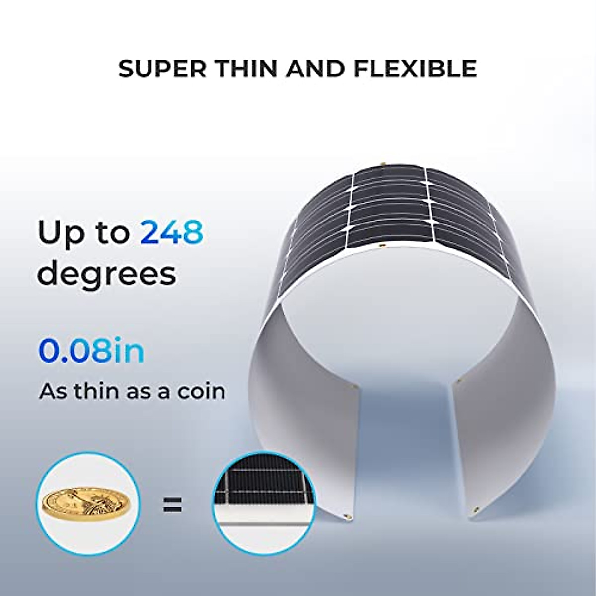 Renogy Flexible Solar Panel 100 Watt 12 Volt Monocrystalline Semi-Flexible Bendable Mono Off-Grid Charger for Marine RV Cabin Van Car Uneven Surfaces