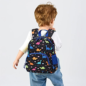 Ryushoyo Cute Toddler Backpack Kids Preschool Bag Skeleton Dinosaurs Mini Travel Bag for Baby Boy Child Daycare Nursery with Chest Strap for 1-6 Years Green Black