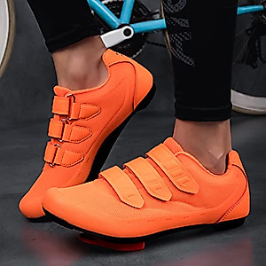 SDEQA Bike Cycling Shoes for Men & Women Indoor Outdoor Compatible with Shimano SPD & Look Delta Breathable Non-Slip,Orange,10