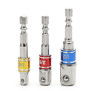 OSOF Extension Bar Hex Shank Socket Adapter Drill Bit, 3Pcs Impact Socket Square Nut Driver Bit + 3Pcs 1/4 Hex Shank Screwdriver Bit Holder + 1Pcs 1/4 Hex 105 Degree Right Angle Drill Attachment