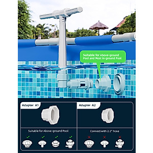 Kompoll Pool Fountain Above Swimming Pools, Adjustable Water Dual Spray Sprinkler Pool Fountain for Inground Pools, Fun Pool Waterfall Sprayer for Backyard Outdoor, White