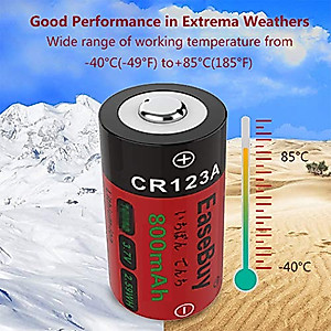 EaseBuy Arlo Rechargeable Batteries, 800mAH 123A Rechargeable Batteries for Arlo VMS3130 VMC3030 VMK3200 VMS3330 3430 3530 Cameras, Alarm System, Flashlight (4-Pack)