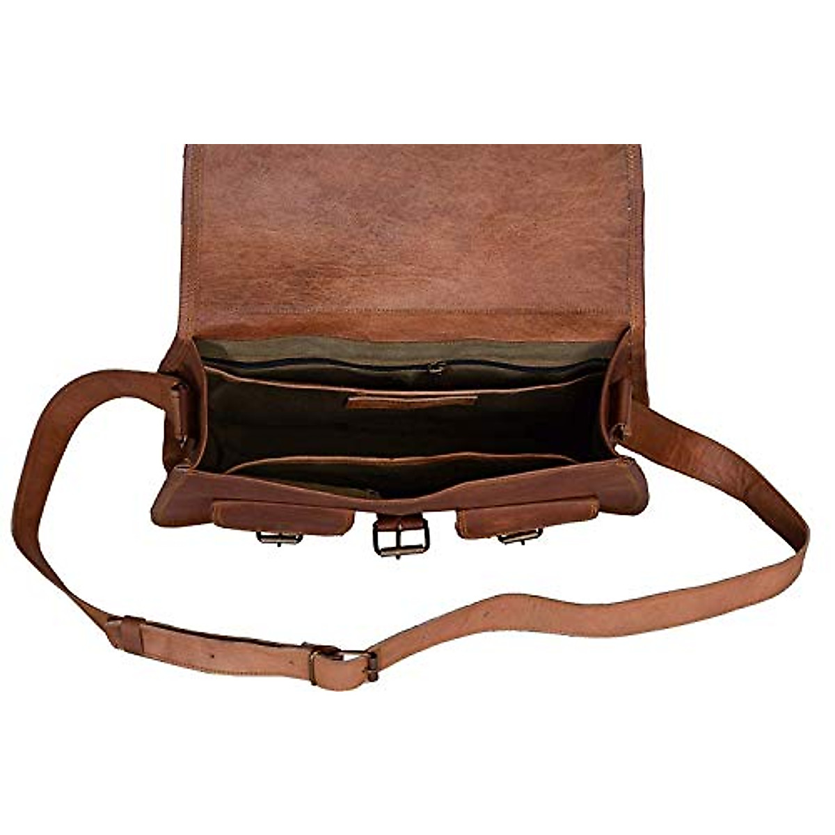 KPL 14 Inch Leather crossbody bags Purse Women Shoulder Bag Satchel Ladies Tote Travel Purse full grain Leather (Tan Brown)