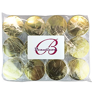 Beauticom 30g/30ml (1 fl. oz.) Double Wall Clear Plastic Leak Proof Jars with Flat Top Lids for Creams, Lotions, Make Up, Powders, Glitters, and more... (Color: Metallic Gold, Pieces: 12)