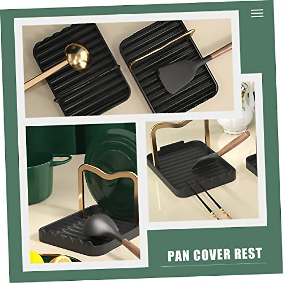 Zerodeko Spoon Stand for Kitchen Ladell Spoons lid and Spoon Rest Pan Cover Stand Pot lid Rack Stove Coffee Spoon Rest Pan Cover Rest Pot lid Storage Space Aluminum Chopstick Rest Household