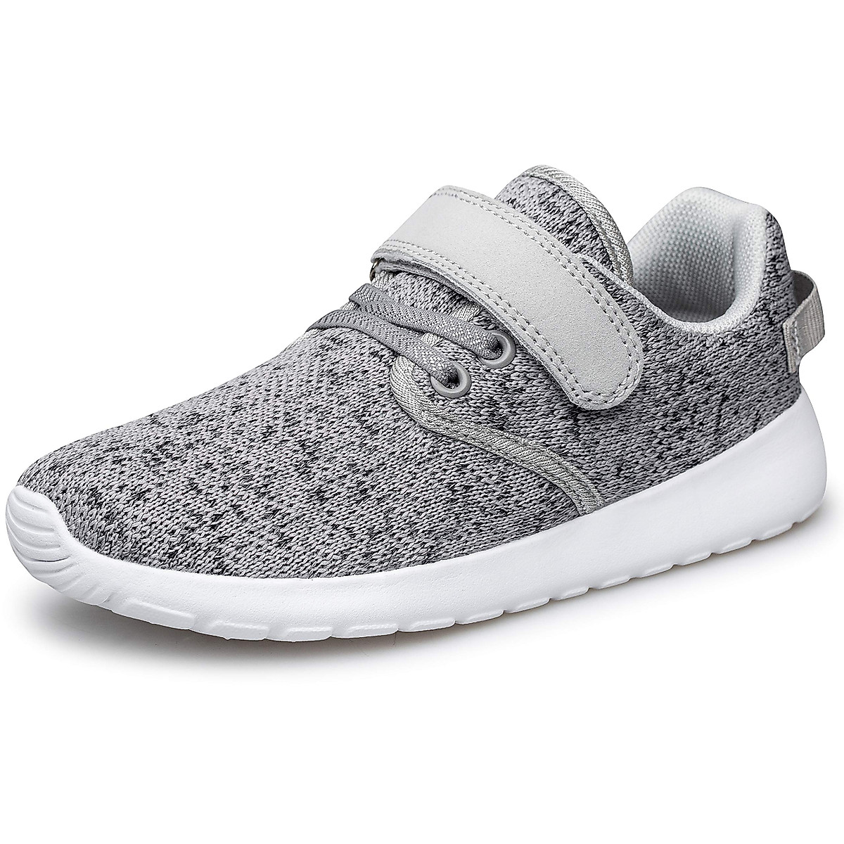 TOEDNNQI Boys Girls Sneakers Kids Lightweight Breathable Strap Athletic Running Shoes for Toddler/Little Kid/Big Kid 179-Grey/White Size 8