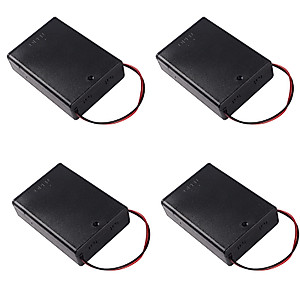 AITIAO 4 Pieces 3 Slots 1.5V AA Battery Case Holder Battery Spring Clip Storage Box with Wire and On/Off Switch