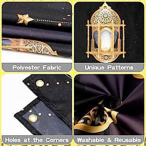 WATINC Ramadan Mubarak Backdrop Banner XtraLarge Eid Arabian Nights Moon Stars Ramadan Kareem Background Banner Party Decorations Supplies Photo Booth for Wall Home Indoor Outdoor 79 X 45 Inch