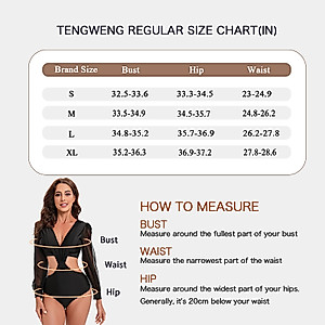 tengweng Women's Puff Long Sleeves One Piece Swimsuit Rash Guard V-Neck Bathing Suit