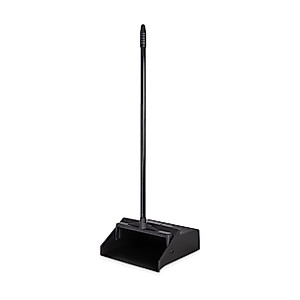 Carlisle FoodService Products Duo-Pan Upright Dust Pan with Serrated Yoke for Home, Restaurants, Kitchen, Lobby, And Office, Plastic, 30 Inches, Black