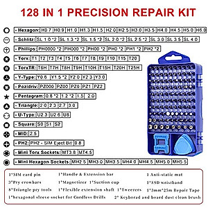 Precision Screwdriver Set Computer Repair Kit, 128 In 1 DIY Repair Tools with Anti Static Mat, ESD Wrist Strap, Magnetic Screw Driver Kit for Phone/Mac/Pad/Laptop/PC/Xbox/PS4/Nintendo Switch/Watch