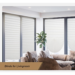 2 Pack Temporary Blinds for Window, Self Adhesive Pleated Blinds Cordless No Drill Fabric Blinds Room Darkening Shades Blackout Shades for Bathroom Kitchen Office 23.6 * 59Inch(W*H)