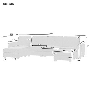 U Shaped Couch with Reversible Chaise Oversized Sectional Couches for Living Room Modern Modular Sectional Sofa Comfy Cloud Couch with Deep Seat for Office Apartment, Gray