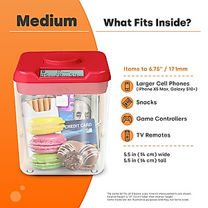 kSafe Time Locking Container, Medication Lock Box, Break Bad Habits - Quit Smoking, Snacking, Drinking & Gaming Addiction, Phone Jail, Family Time (Medium, White Lid + 5.5” Clear Base)