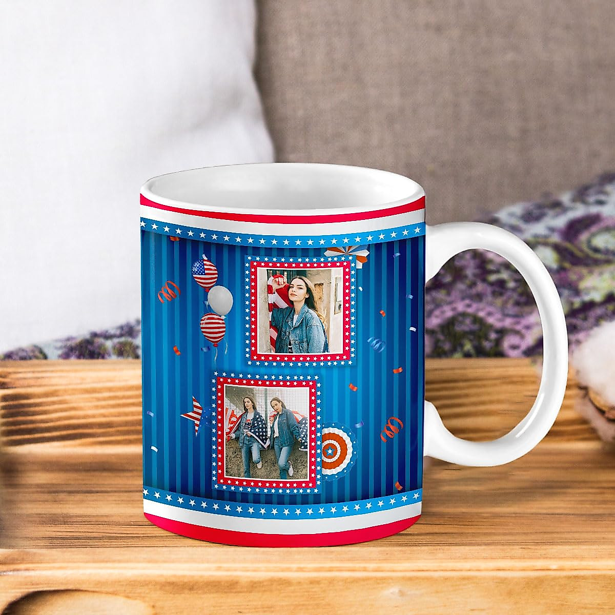 White Ceramic Coffee Mug Photo Mugs Personalized Picture Custom Name Independence Gifts For Men Women Friend Dad Mom Teen Adult Novelty Tea Cup Table Desk Accessories 11 And 15 Oz