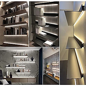 SLVUAFRN Floating Display Shelf with Built-in Illuminated LED Light and Transformer, Metal Wall Mounted Light-Emitting Shelves, Lighted Display Stand for Entrance Bar Countertop Living Room Bathroom…