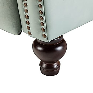 HULALA HOME Genuine Leather Recliner Chair, Classic and Traditional Push Back Recliner Chair for Living Room, Adjustable Leather Cigar Chair Recliner Vintage Sofa with Nail Head Trim,SAGE