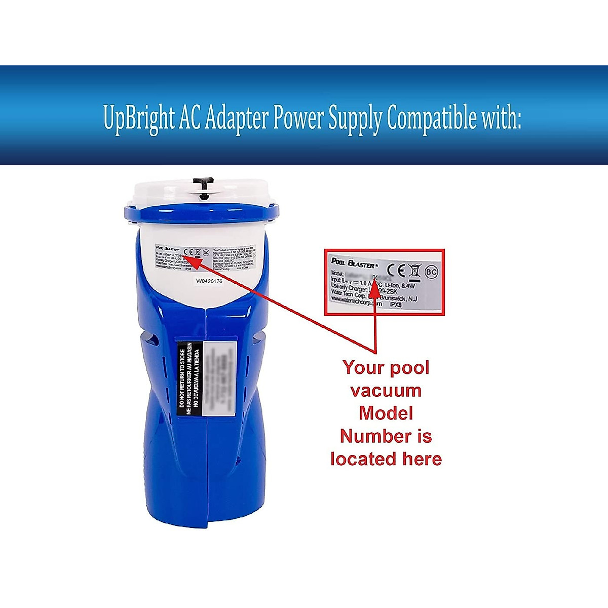 UpBright 8.4V 2Pin AC/DC Adapter Compatible with Water Tech LC099-2SK Pool Blaster Catfish Li 20050CL 23051EL 26050SL 21051DL 22151EL 22051EL Hydro 500 26051SL Volt FX-4 24050GL iVac 250 Power Charger