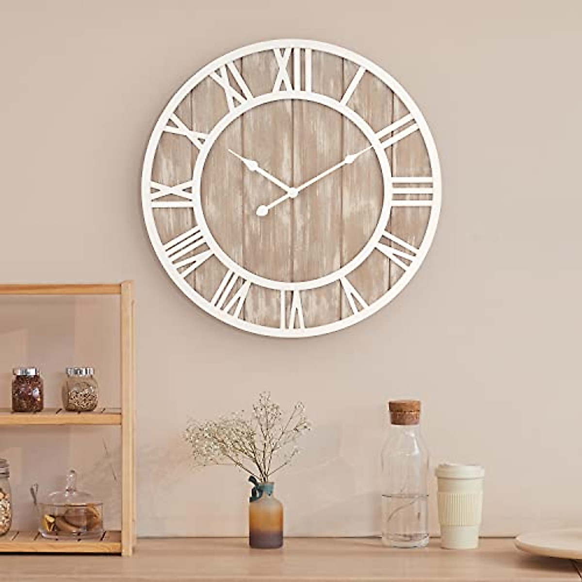 La Crosse Clock 404-3450 19.7-Inch Harper Wood Quartz Wall Clock, Brown