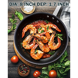 Cooks Standard Nonstick Frying Pan 8-Inch, Heavy Duty Skillet Pan, Professional Aluminum Omelette Pan ,Metalic