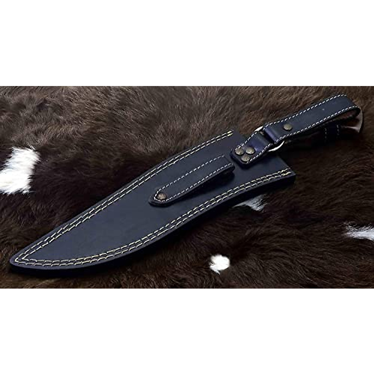 DKONLY-BLADES USA: 15" Custom Handmade D2 Steel Full Tang Hunting Almogovar Camp Knife with Rose Wood Handle & Leather Sheath (AM76)