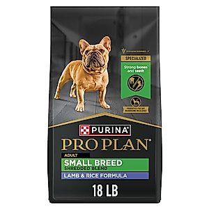 Purina Pro Plan Small Breed High Protein Dog Food Dry Shredded Blend Lamb and Rice Formula - 18 lb. Bag