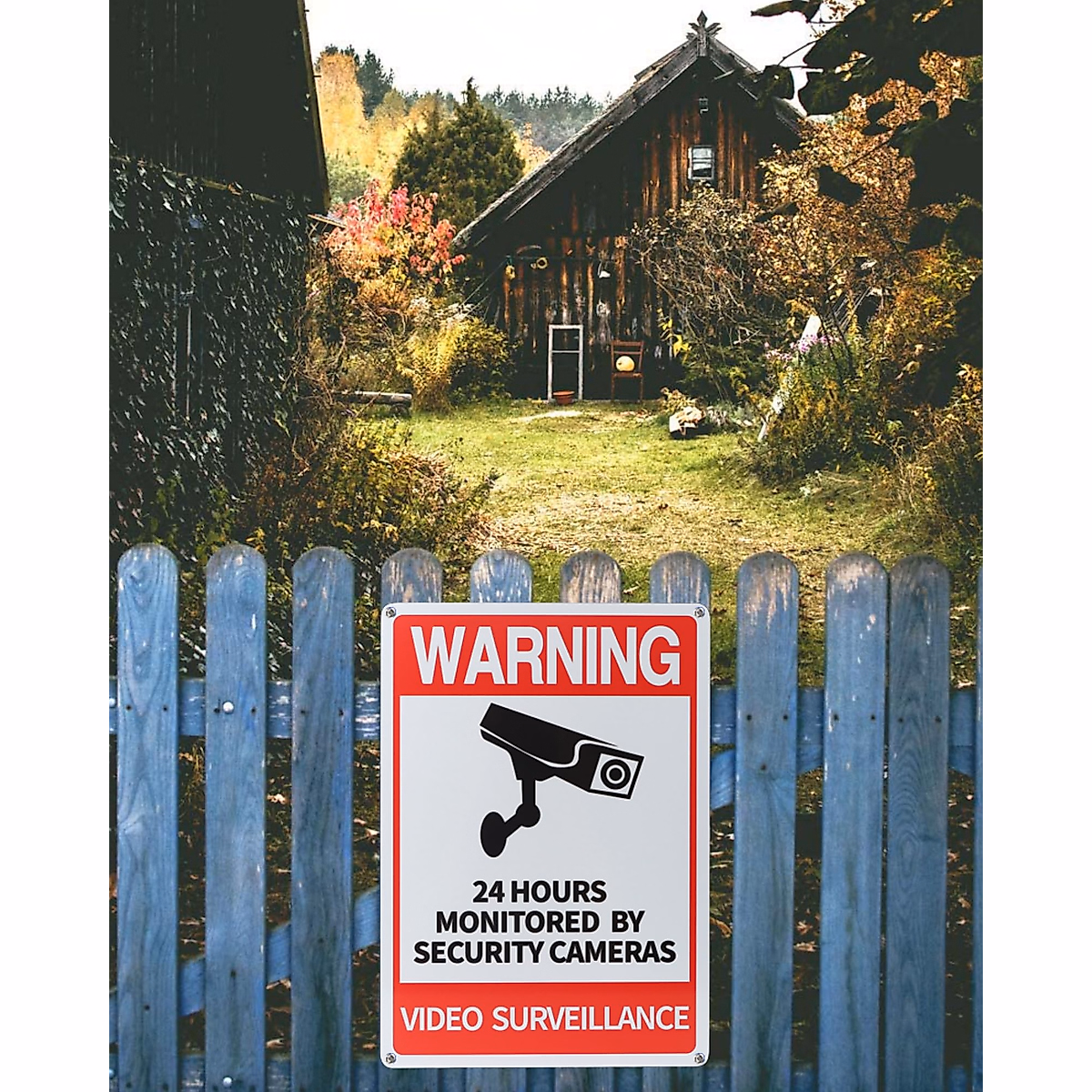 Thten 24 Hour Video Surveillance Sign, 14"×10" Security Camera Sign Warning for CCTV Recording System,Indoor Or Outdoor Use for Home Yard Business 2 Pack