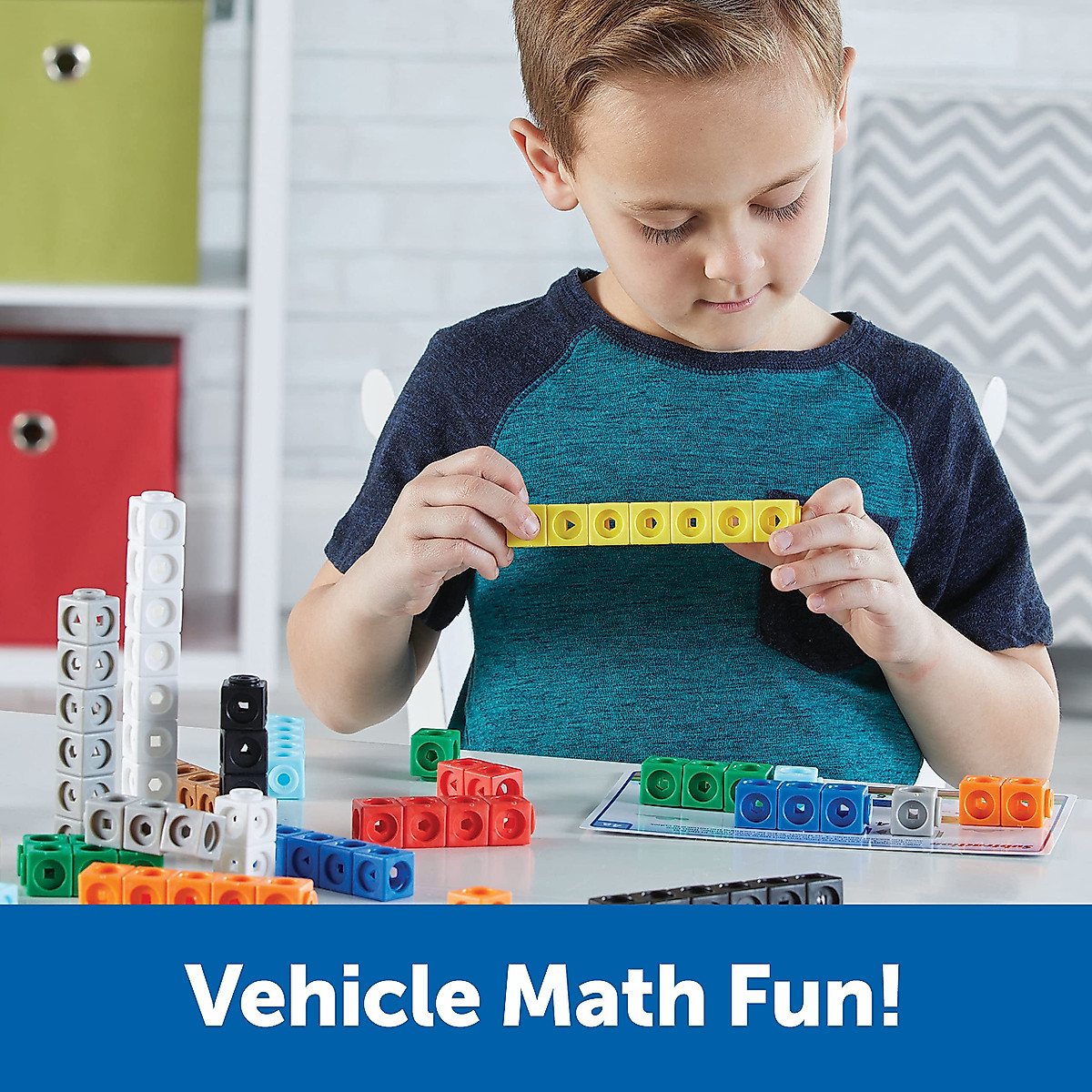 Learning Resources MathLink Cubes Kindergarten Math Activity Set: Mathmobiles! 115 Pieces, Ages 5+ Kindergarten STEM Activities, Math Activity Set and Games for Kids