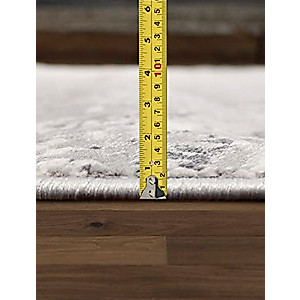 Pasargad Home Starburst Collection Polypropyle & Polyester White/Grey Patterned Living Room Bedroom Dining Home Office Area Rug 4' 0" X 6' 0"