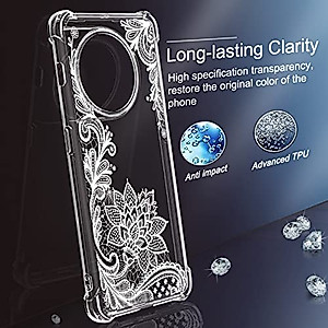 Osophter for Oneplus 11 Case Women Girls Flower Floral Shock-Absorption Flexible TPU Rubber Phone Cover for Oneplus 11 5G(White Lace)