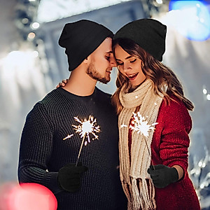 6 Pieces Winter Beanie Hat Scarf Touchscreen Gloves Neck Warm Knitted Fleece Lined for Men and Women (Black, Dark Grey)